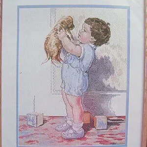 Bucilla | Office | Vintage Bucilla Cross Stitch Kit Boy And Puppy ...